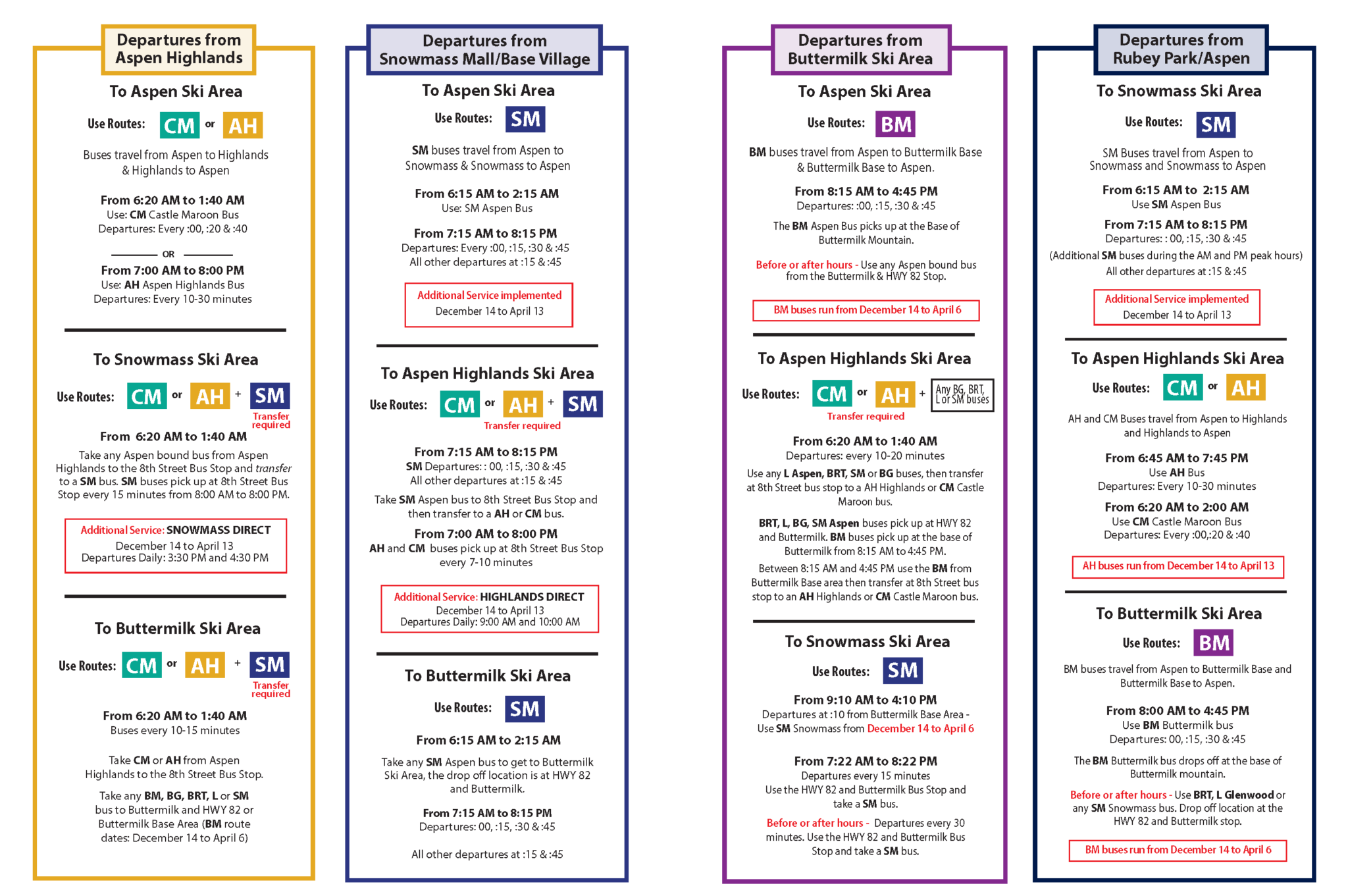 4 Mountain Connector - Ski Aspen/Snowmass Bus Routes